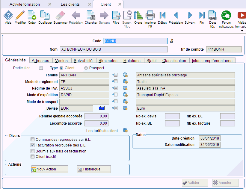 Activité de formation