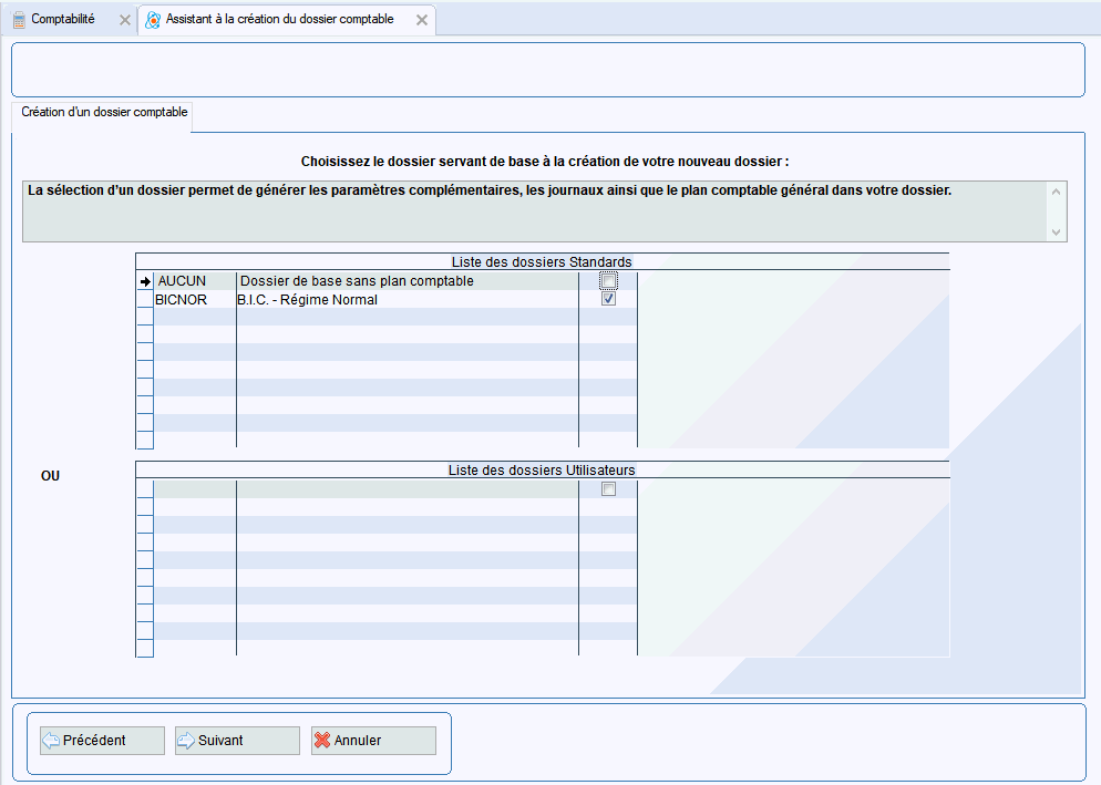 Création d'un dossier