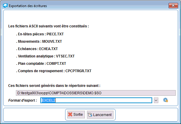 Exportation de fichiers