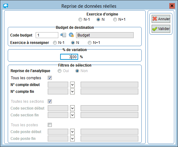 Reprise de données réelles