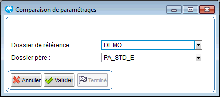 Choix des dossiers de paramétrage